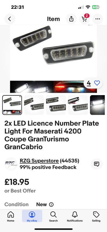 Number Plate Light QP VI (M156) | SportsMaserati.com