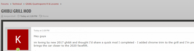 Ghibli Grill Mod | SportsMaserati.com